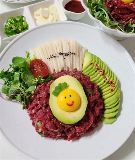 아보카도 육회 만들기 육회 만드는법 소고기 육회무침 양념 육회 비빔밥 네이버 블로그