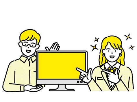 Premium Vector Man And Woman Explaining What S On His Monitor Screen