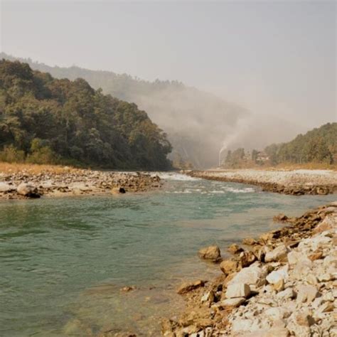 Rangit River Near Jorthang In South Sikkim Smoke From A Factory