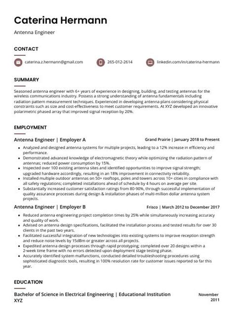 Antenna Engineer Resume Cv Example And Writing Guide