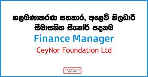 Finance Manager Job Vacancies 2023 Ceynor Foundation Ltd Isharaiz Job Hub
