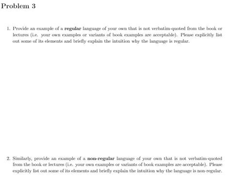 solved problem 3 1 provide an example of a regular language