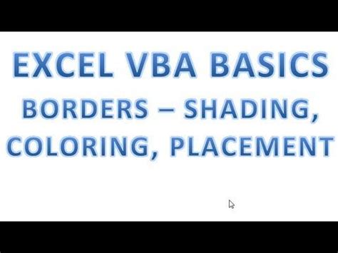 Excel VBA Basics Borders Shading Color And Placement In VBA Excel Excel Calendar