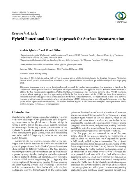 Pdf Research Article Hybrid Functional Neural Approach For Surface Reconstruction · 2019 7