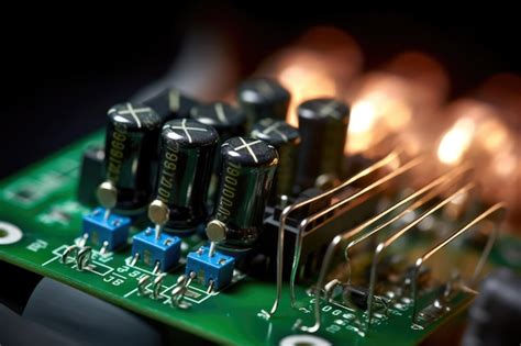 Premium Photo An Intimate View Of A Voltage Regulator Showcasing Radiant LED Lights