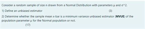 Solved Consider A Random Sample Of Size N Drawn From A Chegg