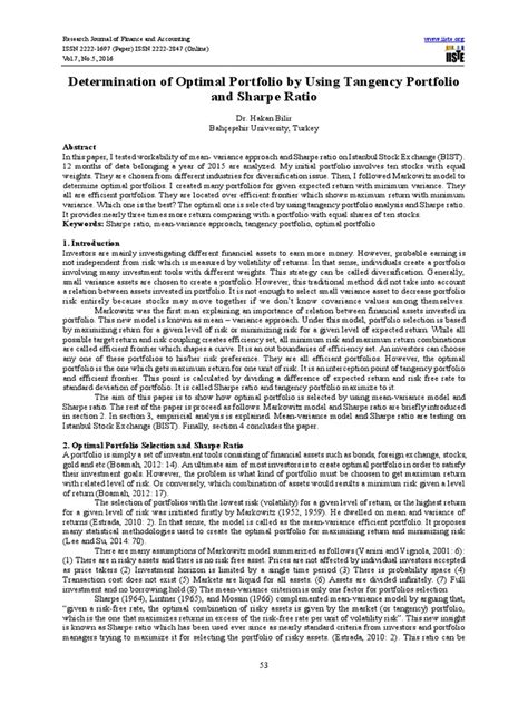 Determination Of Optimal Portfolio By Using Tangency Portfolio And