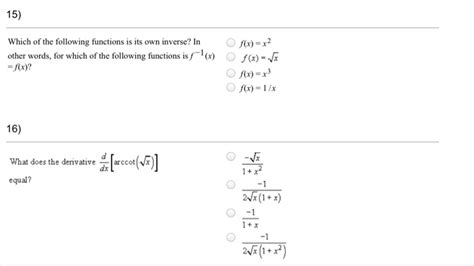 solved which of the following functions is its own inverse