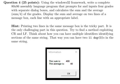 Solved Question 4 25 Points Using The Windows32