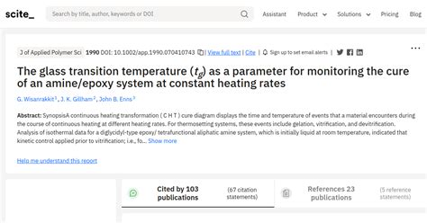 Citation Report The Glass Transition Temperature T G As A Parameter For Monitoring The