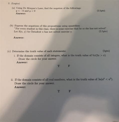 solved 2 logics a using de morgan s laws find the