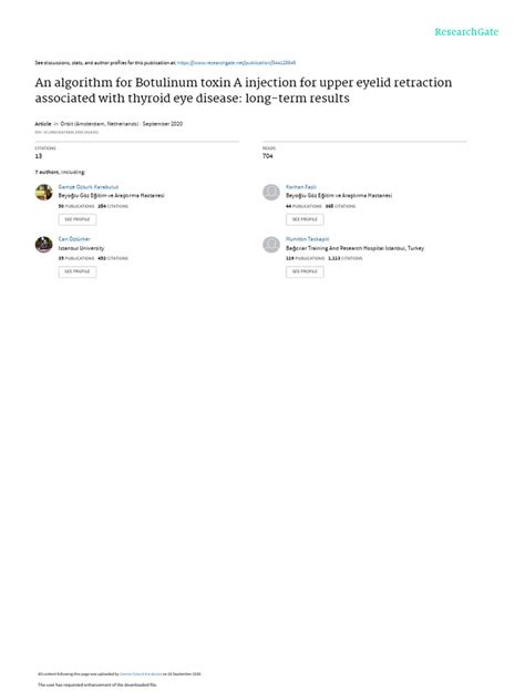 An Algorithm For Botulinum Toxin A Injection For Upper Eyelid