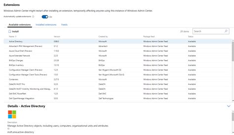 Windows Admin Center Active Directory Extensions Active Directory