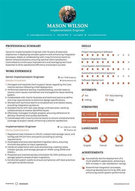 10 Implementation Engineer Resume Samples And Templates For 2025