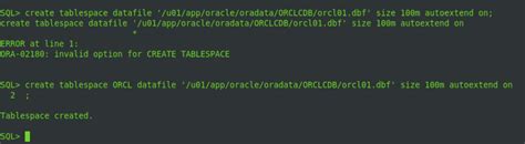 Resolve Ora 02180 Invalid Option For Create Tablespace