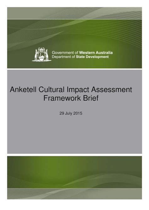 Pdf Cia Framework Brief Social Impact Assessmentcultural Impact