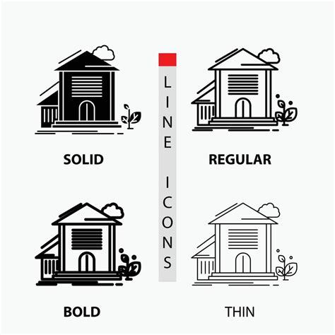 Home House Apartment Building Office Icon In Thin Regular Bold Line And Glyph Style