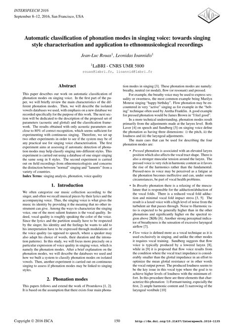 Pdf Automatic Classification Of Phonation Modes In Singing Voice Towards Singing Style