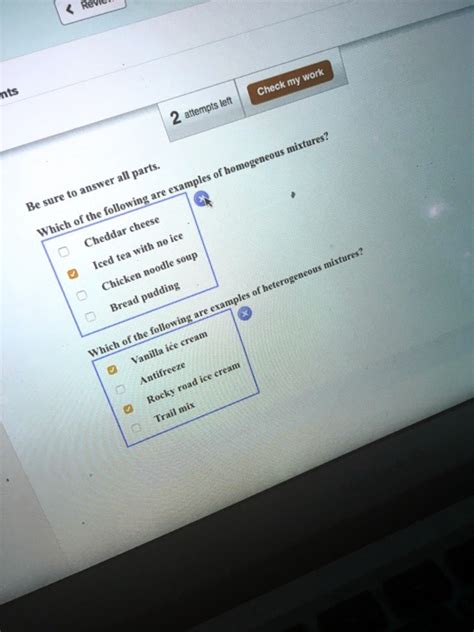 Solved Reve Nts Work Check E Attenols Mnixtures Parts Of