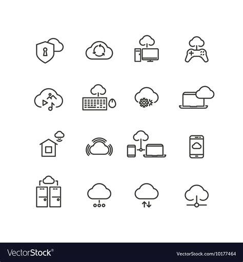 Cloud Computing Line Icons Royalty Free Vector Image