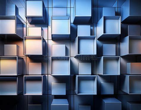 Abstract Metallic Cubes Creating Textured Wall Background Stock Illustration Illustration Of