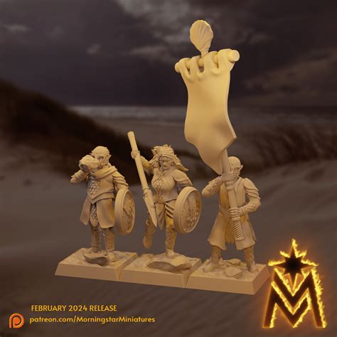 3d File High Elf Sea Guard Command Group 32mm Scale Presupported