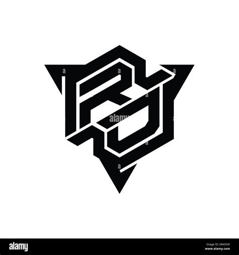 Rd Letter Logo Monogram Hexagon Shape With Triangle Outline Gaming Style Design Template Stock