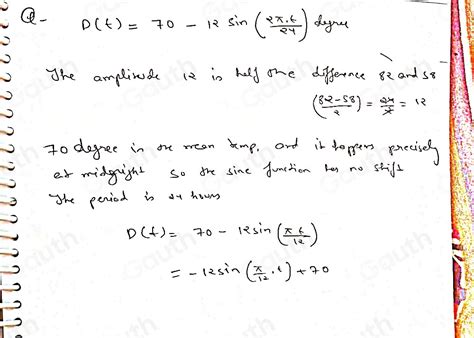 Solved Outside Temperature Over A Day Can Be Modeled As A Sinusoidal