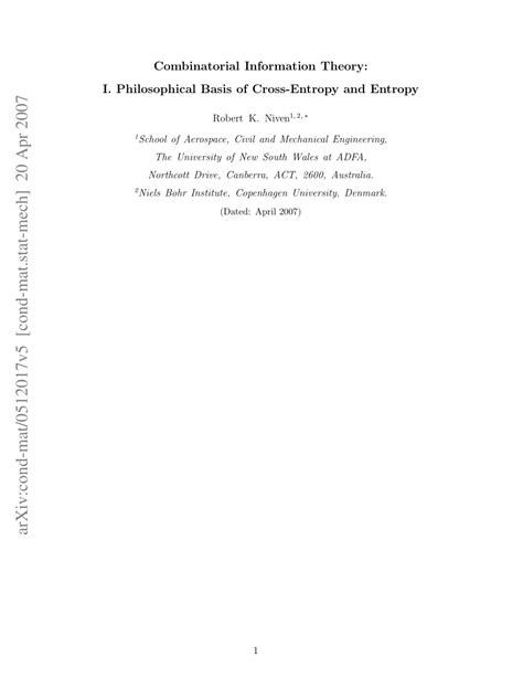 Pdf Combinatorial Information Theory I Philosophical Basis Of Cross