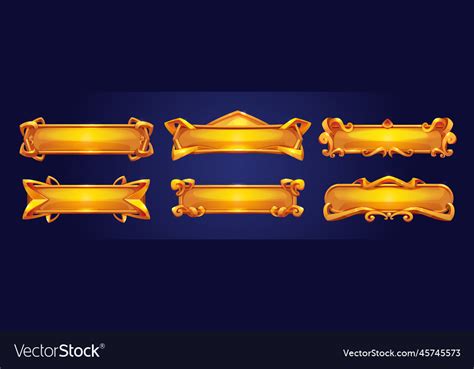 medieval golden buttons ui game menu elements vector image