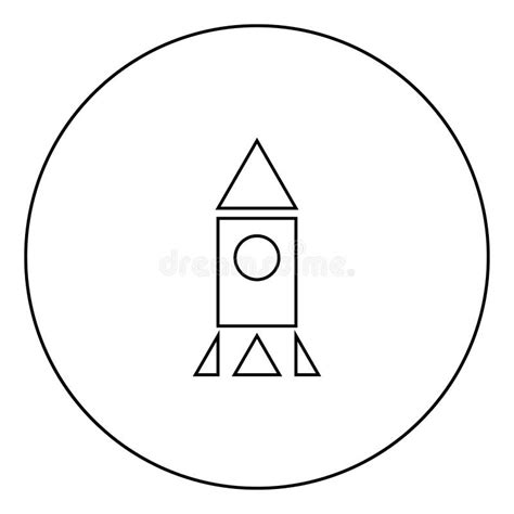 Rocket Black Icon In Circle Vector Illustration Stock Vector Illustration Of Color Launch