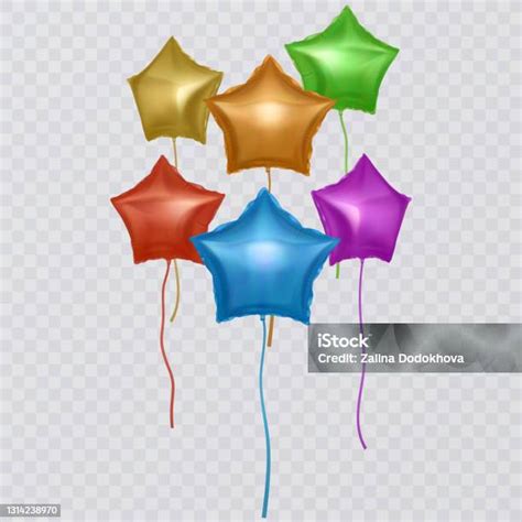 별 모양으로 설정된 벡터 풍선입니다 흰색 배경에 밝은 다채로운 풍선 발렌타인 데이 또는 결혼식을위한 축제 장식 요소 벡터 Eps 10 그림 3차원 형태에 대한 스톡 벡터