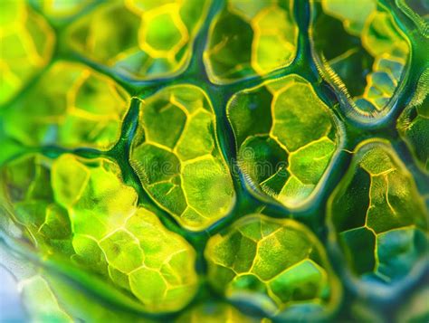 Cell Structure Plant View Of The Leaf Surface Showing Plant Cells Under The Microscope Stock