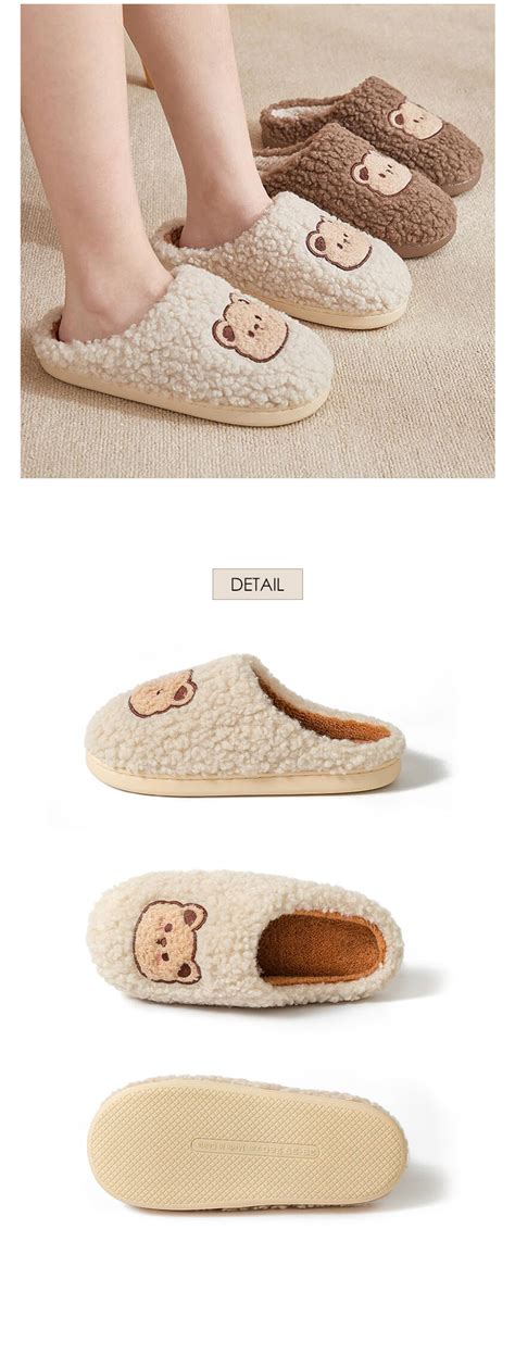 리빙안 겨울 방한 실내 거실 실내화 곰돌이 양털 슬리퍼