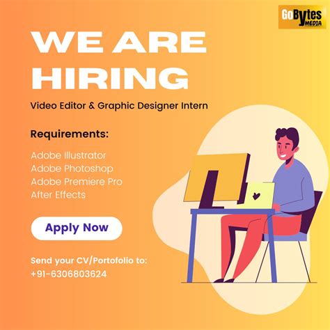 we are hiring position graphic designer and video editor fresher