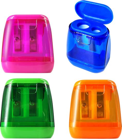 Pencil Sharpener, Manual Pencil Sharpeners, 4PCS Colorful Compact Dual ...