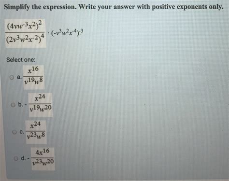 Solved Simplify The Expression Write Your Answer With