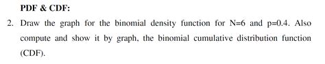 Solved Pdf And Cdf 2 Draw The Graph For The Binomial Density