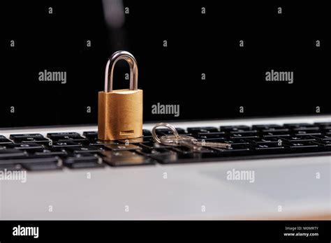Computer Security And Data Protection Concept Laptop With An Locked Lock On It Stock Photo Alamy