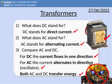 Gcse Physics Transformers Teaching Resources