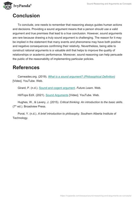 sound reasoning and arguments as concepts 879 words essay example
