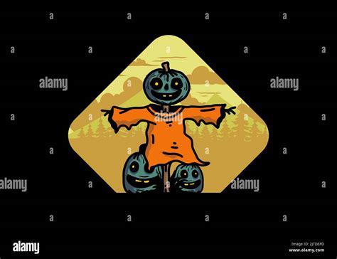 Illustration Badge Design Of A Scary Halloween Pumpkin Stock Vector Image And Art Alamy