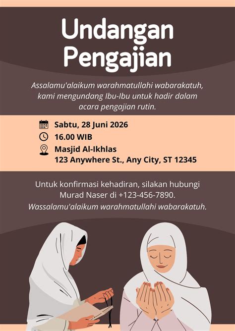 Gratis Contoh Desain Undangan Pengajian Online Canva