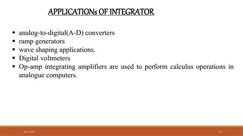 OPAMP Integrator Differentiator Pptx Digital Audio Computer Software And Applications