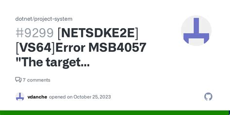 Netsdke2e Vs64 Error Msb4057 The Target