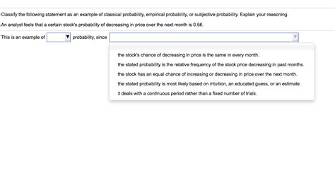 solved classify the following statement as an example of