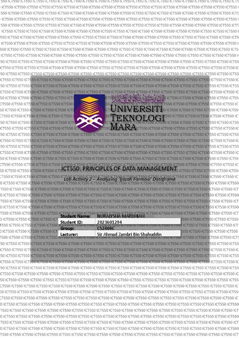 Analyzing Ijazah Farmasi LAB2 ICT550 PRINCIPLES OF DATA MANAGEMENT Lab Activity 2 Analyzing