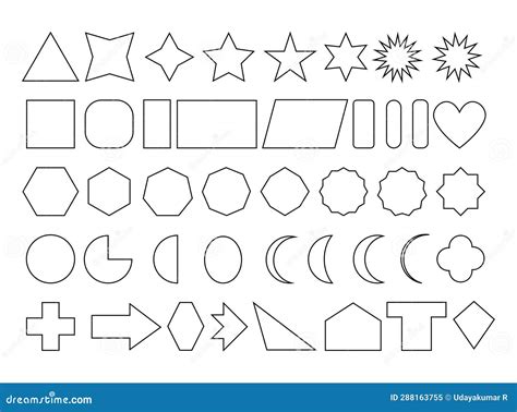 Basic Shapes Outline Rectangle Triangle Geometric Banners Stock Vector Illustration Of