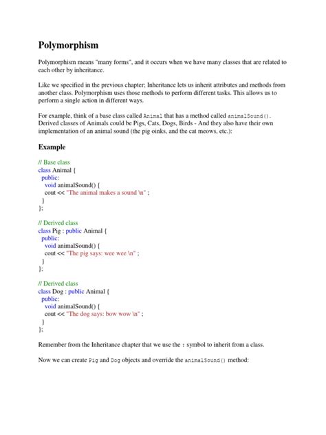 Polymorphism Pdf Inheritance Object Oriented Programming Class