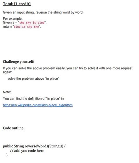 Solved Given An Input String Reverse The String Word By